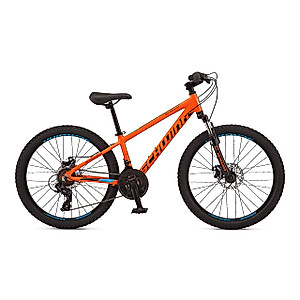 Schwinn High Timber ALX Mountain Bike for Youth Boys Girls, 24-Inch Wheels, 21-Speeds, Front Suspension, Aluminum Frame, Mechanical Disc Brakes, Orange