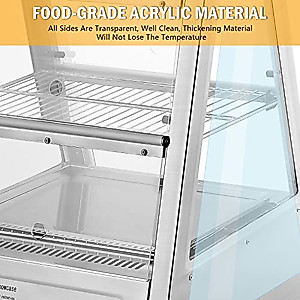 WSSEY Commercial Food Warmer Display, Countertop Pizza Warmers Display Pastry Patty Warmer,Stainless Steel Heated Cabinetsuitable for Restaurants,2-Tier 110V