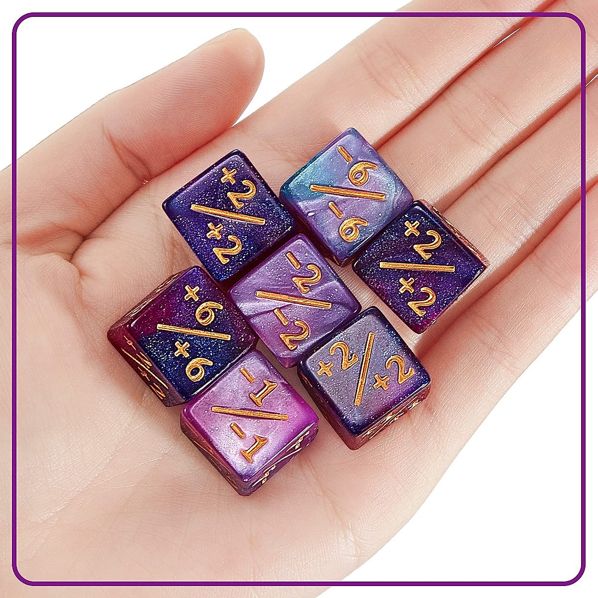 Sumind 48 Pieces MTG Dice Counters Token Dice Compatible with Magic The Gathering Dice Glitter D6 Dice Cube Loyalty Counter Dice Compatible with MTG, CCG, Card Gaming Accessory (Trendy Style)