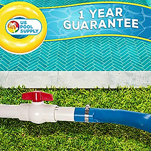 U.S. Pool Supply 1-1/2" x 50' Heavy Duty Blue Swimming Pool Backwash Hose with Hose Clamp