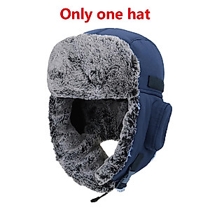 Winter Warm Trapper Hat for Men Ear Flap Buffalo Plaid Elmer Fudd Tweed Baseball hat with Brim Visor Blue