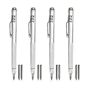 4 Pack Tungsten Carbide Scriber with Magnet, Aluminium Etching Engraving Pen with 8 Replacement Marking Tip, Great for Glass/Ceramics/Metal Sheet