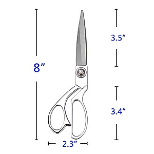 Wild & Bold Scissors All Purpose 8"Silver Fabric Sewing Scissors Professional Scissors Heavy Duty with Ultra Sharp Stainless Steel Blade Shears Left Handed Scissors For Office Craft Scissors(Silver)