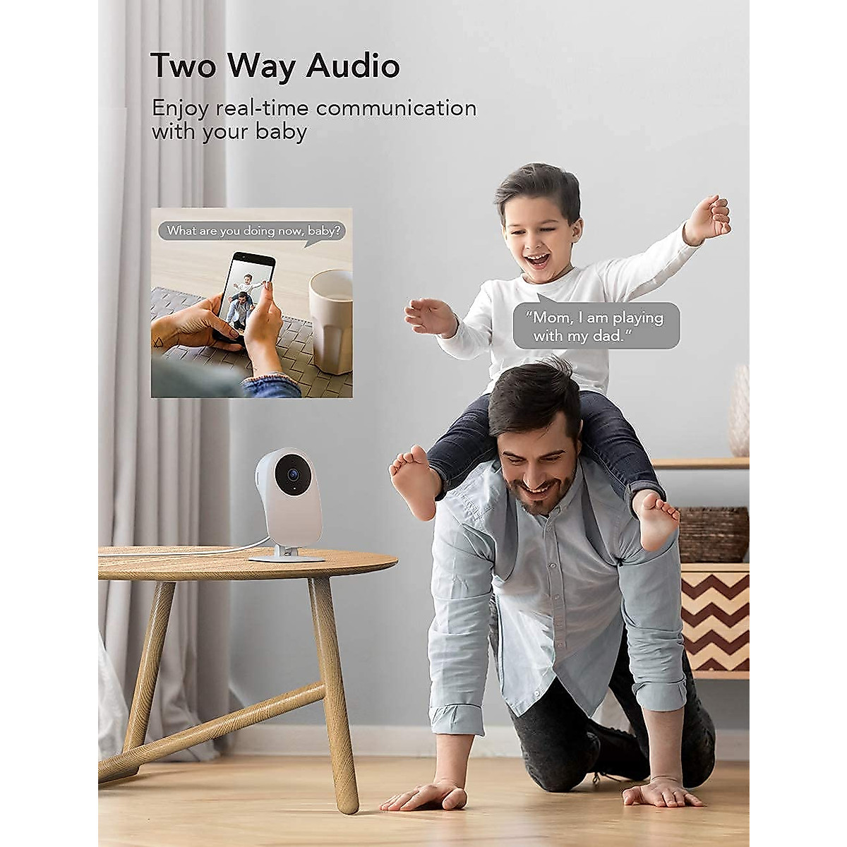 Nooie Baby Monitor, WiFi Pet Camera Indoor, Wireless IP Nanny Camera, 1080P Home Security Camera, Motion Tracking, IR Night Vision, Compatible with Alexa, Two-Way Audio