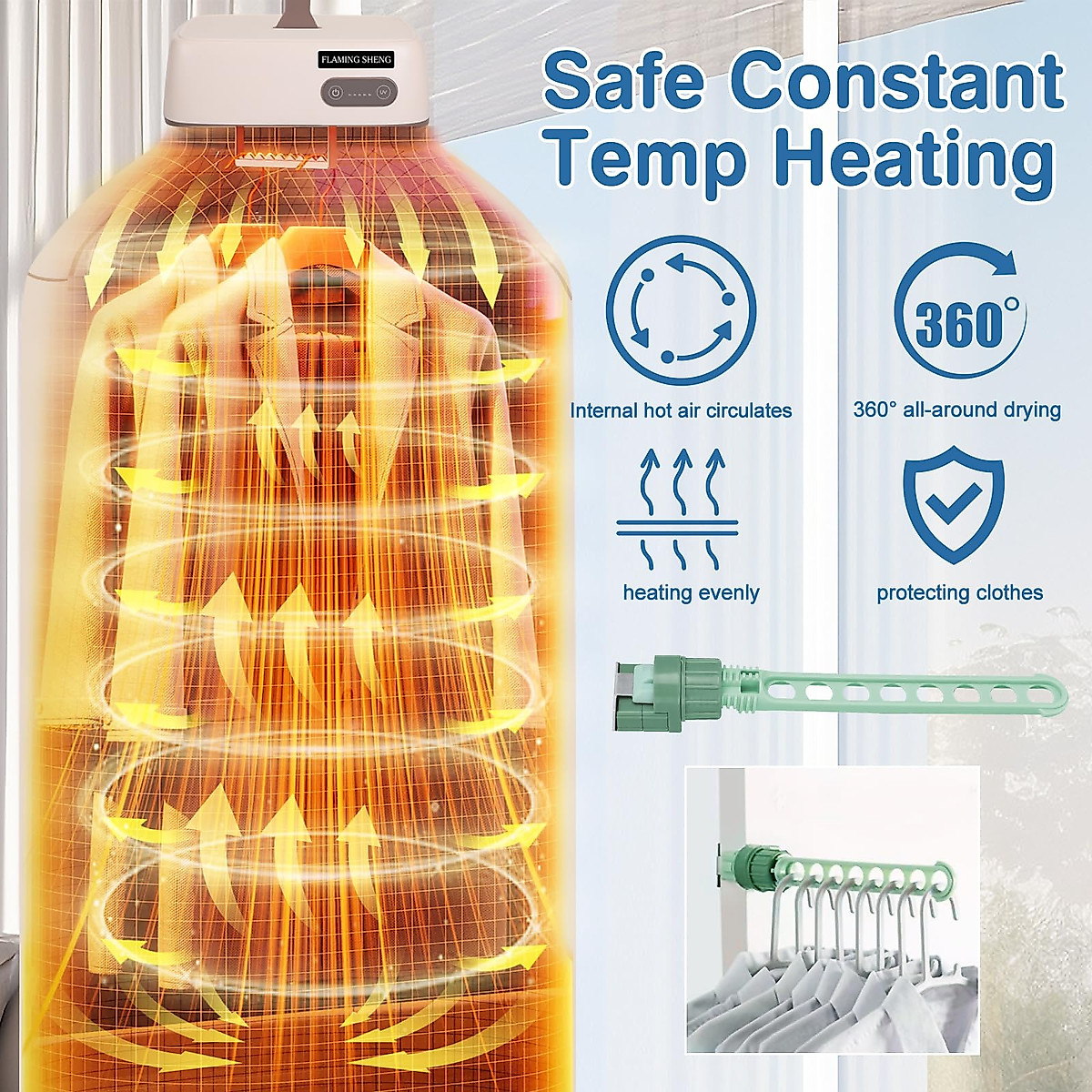 Portable Dryers for Laundry, 600W Mini Laundry Dryer with Dryer Bag Support Stand for Delicate Garments, Underwear, Baby Clothes, Compact and Convenient Drying Solution for Apartment, Dorm Travel