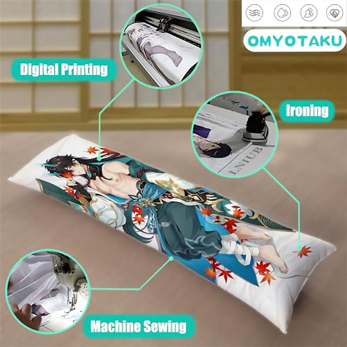 Anime Game Cosplay Long Body Pillow Case Peachskin Honkai Game Star Rail Dan-Heng Hugging Pillow Case Long Pillow Cover (White,23.6"x66.9"/ 60x170cm)