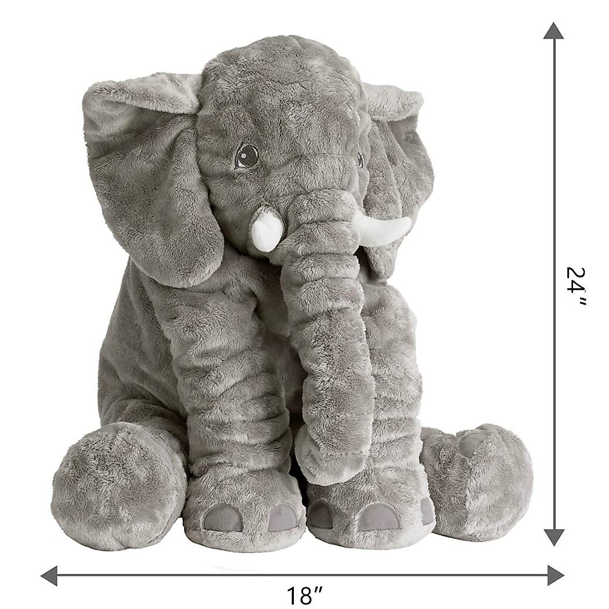 Tuko Large 24-Inch Grey Elephant Stuffed Animal Toy Figure