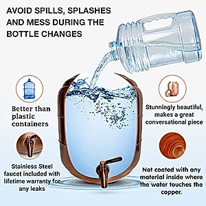 Pure Copper Hammered Water Dispenser Storage Water Tank with Tap and Set of 4 Copper Glass | Water Pot | Copper Water Storage Tank | 6.5 LTR Capacity | 218 Oz