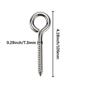 HOME MASTER HARDWARE Stainless Steel Eye Hooks, 10 Pack, Heavy Duty, Rust Resistant, 4.25 Inch, Indoor Outdoor Use