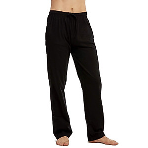 Men's Knitted PJ Cotton Pajama Pants (M, Black)
