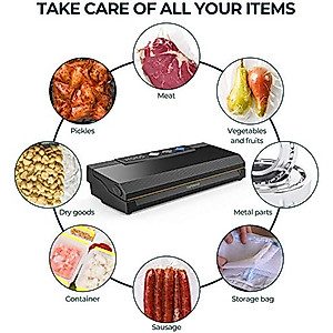 KOIOS Vacuum Sealer Machine, 85Kpa Automatic Food Sealer for w/Starter Kit, Dry&Moist Modes, With Up To 40 Consecutive Seals, Compact Design (Black)