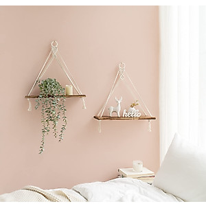 Mkono Macrame Hanging Shelves Key Holder Boho Wall Decor