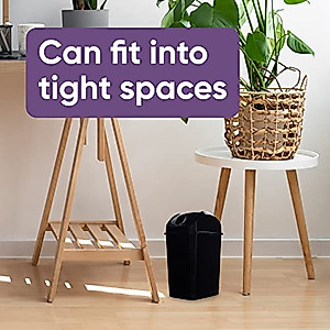 Superio Mini Plastic Trash Can with Swing Top Lid 1.25 Gallon Compact Small Waste Bin Portable Garbage Can for Countertop, Desktop, Make up Vanity, Bathroom, Car, Under Sink, Dorm, 5 Quart (Black, 2)