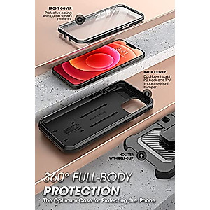 SUPCASE Unicorn Beetle Pro Series Case for iPhone 13 Pro Max (2021 Release) 6.7 Inch, Built-in Screen Protector Full-Body Rugged Holster Case (Black)
