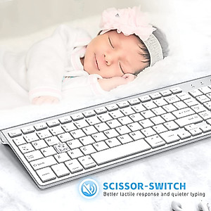 J JOYACCESS Bluetooth Keyboard, Multi-Device Wireless Keyboard with Number Keypad, Wireless Keyboard Compatible with iMac, Mac, Apple, MacBook Air/Pro,Laptop, Android, Windows,Computer-Silver