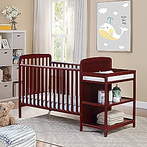 Suite Bebe Ramsey 3 in 1 Convertible Crib and Changer in a Cherry Finish