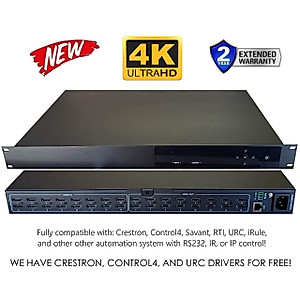 16x16 HDMI Matrix Switcher 18gbps 4K HDR Dolby Vision HDCP2.2 HDTV Routing Inputs Outputs SELECTOR SPDIF Audio CONTROL4 Savant Home Automation