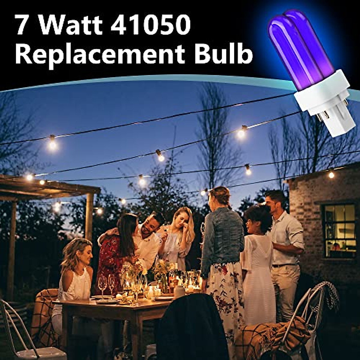 Bug Zapper Replacement fluorescent Bulbs, 2 Pack 41050 Bulbs for DynaTrap DT1050 DT1100 DT1250, 7W UV Light Ultraviolet Mosquito Killer Lamp, 1/2 Acre Trap Replacement Bulb
