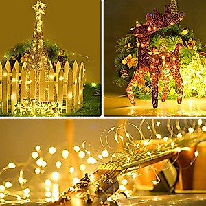 YoTelim LED Fairy String Lights with Remote Control - 2 Set 100 LED 33ft/10m Micro Silver Wire Indoor Battery Operated LED String Lights for Garden Home Party Wedding Festival Decorations(Warm White)