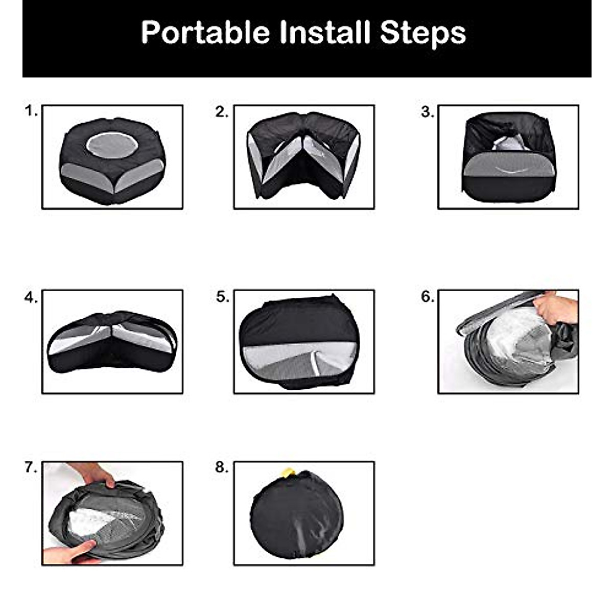 Linifar Small Animals Playpen, Portable Pet Tent Fence with Zippered Cover Outdoor/Indoor Exercise Anti Escape Yard Fence for Puppy Kitten Rabbit Bunny Hamster Rat Guinea Pig Hedgehog Ferret (Black)