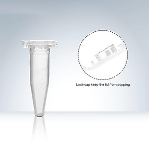 QOAEZK 1.5ML Micro Centrifuge Tubes,Clear Plastic Graduated Microcentrifuge Test Tubes with Attached Lid for Lab, EO Sterilized,Pack of 500pcs