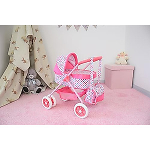 Kookamunga Kids Unicorn Reversible Doll Pram with Diaper Bag. for Kids Aged 3+ Fits Dolls up to 18". Doll not Included.