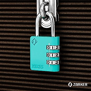 Zarker XD35 Combination Lock, 3-Digit Padlock for School Gym Sports LockerLock, Fence, Toolbox, Case, Hasp Storage (1-Pack, Emerald)