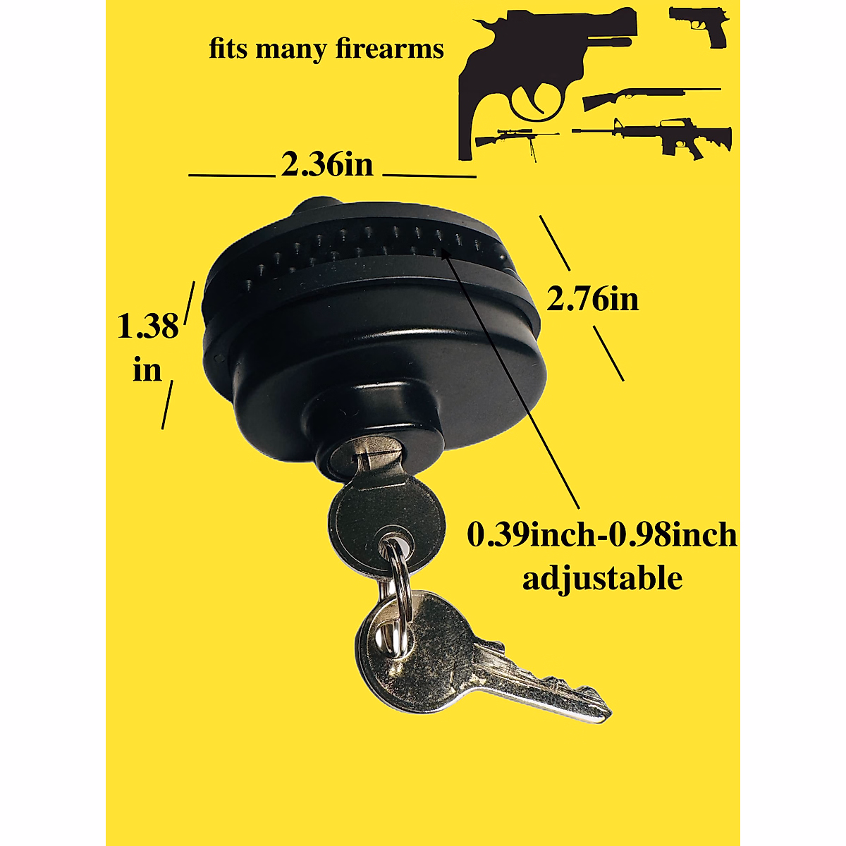 Lockforall Gun Trigger Lock with Keys, Keyed Alike Universal Trigger Gun Locks Easy-Carry 1 Key Lock for BB Gun, Rifles, Shotgun, Handgun, Pistol (Black*5)