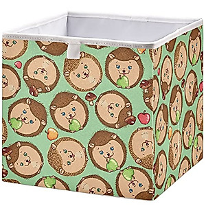 visesunny Closet Baskets Hedgehog with Apple Storage Bins Fabric Baskets for Organizing Shelves Foldable Storage Cube Bins for Clothes, Toys, Baby Toiletry, Office Supply