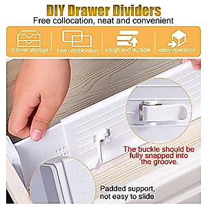 Drawer Dividers Organizer, Adjustable Drawer Dividers for Clothes, Drawer Separators, Expandable Drawer Organizer from 10.6-18" for dresser organizer, kitchen utensils,Socks, Office, Bathroom, 4 Pack