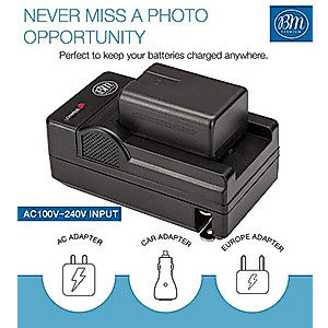 BM Premium 2-Pack of VW-VBT190 Batteries and Battery Charger for HC-V800K, HC-VX1K, HC-WXF1K, HCV520, HC-V550, HCV710, HCV720, HC-V750, HC-V770, HC-VX870, HC-VX981, HC-W580, HC-W850, HCWXF99