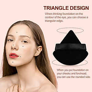 Flytianmy 2Pcs Triangle Powder Puffs, Face Makeup Puff for Body Loose Powder Beauty Makeup Tool Black