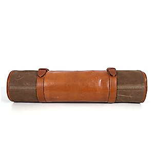Leather Canvas Knife Roll Storage Bag Expandable 10 Pockets Detachable Shoulder Strap Travel-Friendly Chef Knife Case Roll By Aaron Leather Goods (OVIEDO, Canvas Leather)