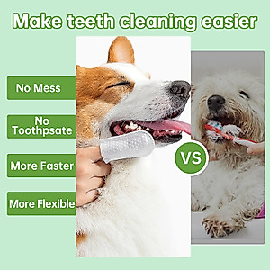Ancopaws Teeth Cleaning for Dogs & Cats - Dental Care Finger Wipes to Remove Bad Breath - Pet Toothbrush Plaque and Tartar Remover - Tooth Brushing Kit (50 Count)