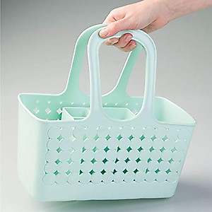 iDesign Plastic Divided Shower Caddy Tote, College Essential for Dorm Room, Communal and Shared Bathroom, The Orbz Collection - 11.75" x 6" x 12", Mint Green