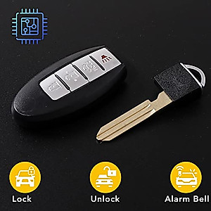 Smart Key Fob Blade Replacement Fit for Nissan Murano Maxima GT-R Altima Infiniti G37 FX50 FX35 G25 G35 2007 2008 2009 2010 2011 2012 2013 2014, #KR55WK48903 KR55WK49622, 4 Button Set 1