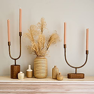 Asymmetrical Wood and Metal Candle Holder