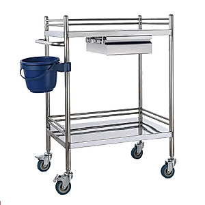 Medical Cart, 2-Tier Shelf Trolley/Storage Rolling Cart, With 1 Handles, Metal Chrome, Medical Trolley 2 Tier Heavy Duty Medical Utility Cart, for Hospital Dental Clinic Home ( Size : 80x48cm(31.5x18.