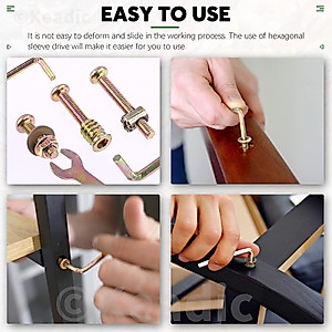 Keadic 253 Pcs M6 x30/40/50/60/70/80mm Zinc Plated Hex Socket Head Cap Bolts Barrel Nuts Flat Washers with Tools, M6 Crib Hardware Screws Assortment Kit for Chairs Bed Cot Furniture (30-80mm)