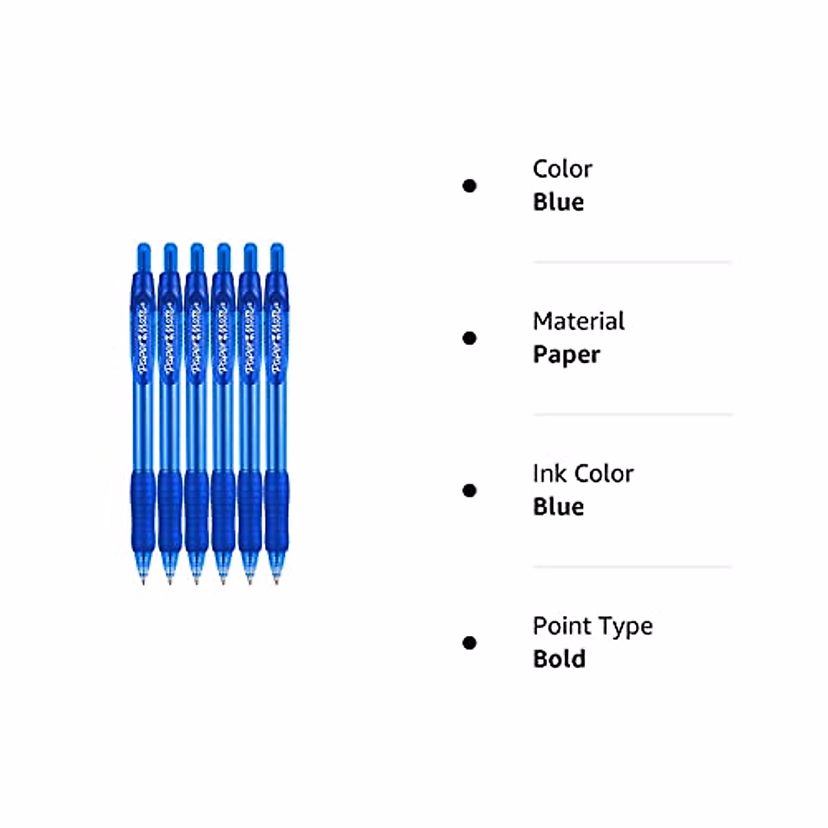 Paper Mate Profile Retractable Ballpoint Pens 1.4mm Bold Point 6-Count Blue for School Colleges Journaling and Office Supplies