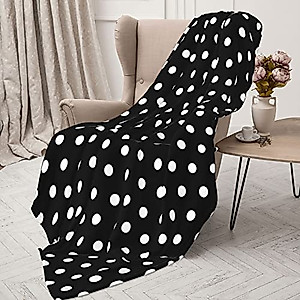 Black and White Dots Blanket Soft Fleece Throw Blanket Plush Weighted Blankets for Couch Bed Living Room