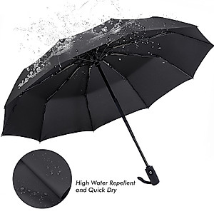 ZOMAKE Small Travel Umbrella Compact Portable Collapsible Umbrellas for Rain, Windproof, Automatic Lightweight Paraguas for Women, Men(Black)