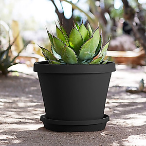 Bloem Terra Pot Round Planter: 16" - Black - Matte Finish, Durable Resin, Traditional Style Pot, for Indoor and Outdoor Use, Gardening, 8 Gallon Capacity, Saucer Not Included
