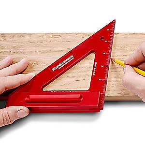Woodpeckers Carpenters Precision Square, 6 Inch, Combination 90 and 45 Degree, Red Anodized Aluminum, Woodworking Tools Made in The USA for Carpentry Furniture Building