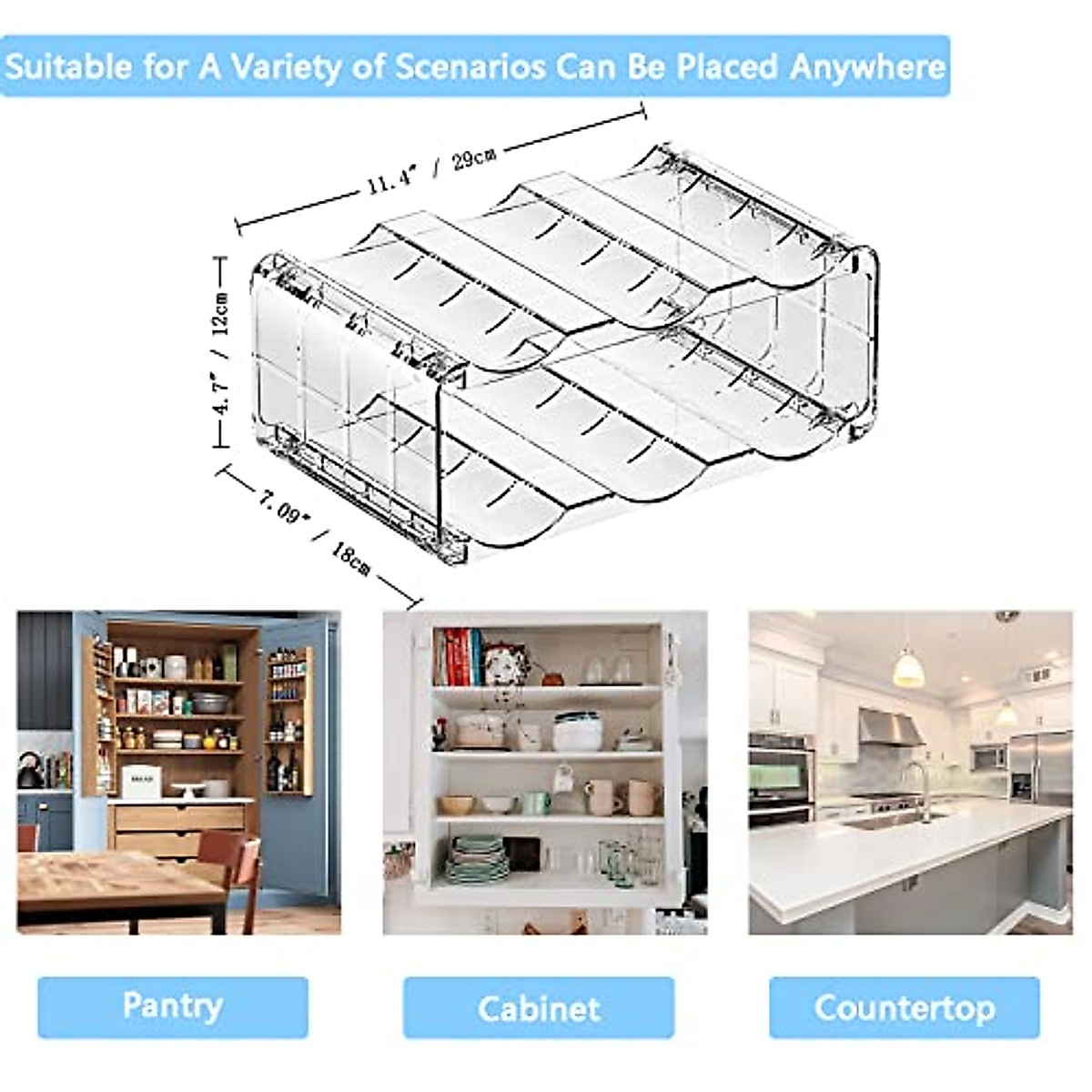 Yiktop Clear Acrylic Water Bottle Organizer for Cabinet, Wine Racks for Refrigerator, 6 Bottles
