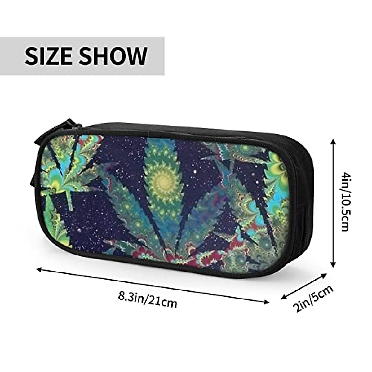 BYTKMRY A Puff In Time Weed Marijuana Large Capacity Double Zipper Pen Bag Portable Pencil Case Stationery Organizer Pouch For Boy Girl