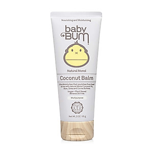 Baby Bum Monoi Coconut Balm | Natural Multipurpose Moisturizing Coconut Oil for Sensitive Skin with Shea and Cocoa Butter| Natural Fragrance | Gluten Free and Vegan | 3 Oz