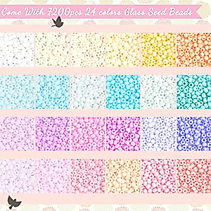Gacuyi Pastel Glass Seed Beads 10008pcs 2mm Jewelry Making Kit, Macaron Small Beads Pony Beads for Bracelets Necklace Ring Making with Alphabet Letter Beads Rolls of Elastic String Cord