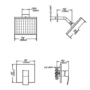 SOKA Shower Faucet Set with 8 Inch Rainfall Shower Head Bathroom Rainfall Shower System Single Function Shower Trim Kit with Rough-In Valve Pressure Balance Square Shower Head Brushed Nickel