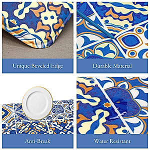 Lidimei Anti Fatigue Mats for Kitchen Floor, Kitchen Mats Cushioned Anti Fatigue 2 Piece Set 17"x47"+17×28", Non Skid Waterproof Kitchen Mats for Floor, Blue Bohemia Kitchen Rugs